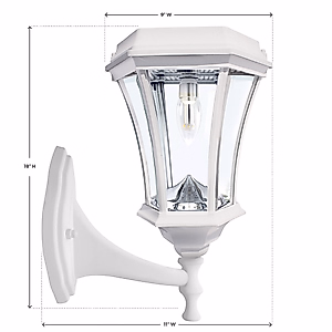 Gama Sonic Solar Outdoor Post Light, Victorian Bulb, White Aluminum, 1-Light with 3 Mounting Options, 3-inch Fitter for Lamp Posts, Flat Mount for Column Lights and Wall Sconce Mount (94B233)