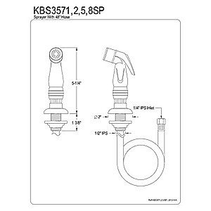Kingston Brass Gourmetier KBS3578SP Kitchen Faucet Sprayer, Brushed Nickel