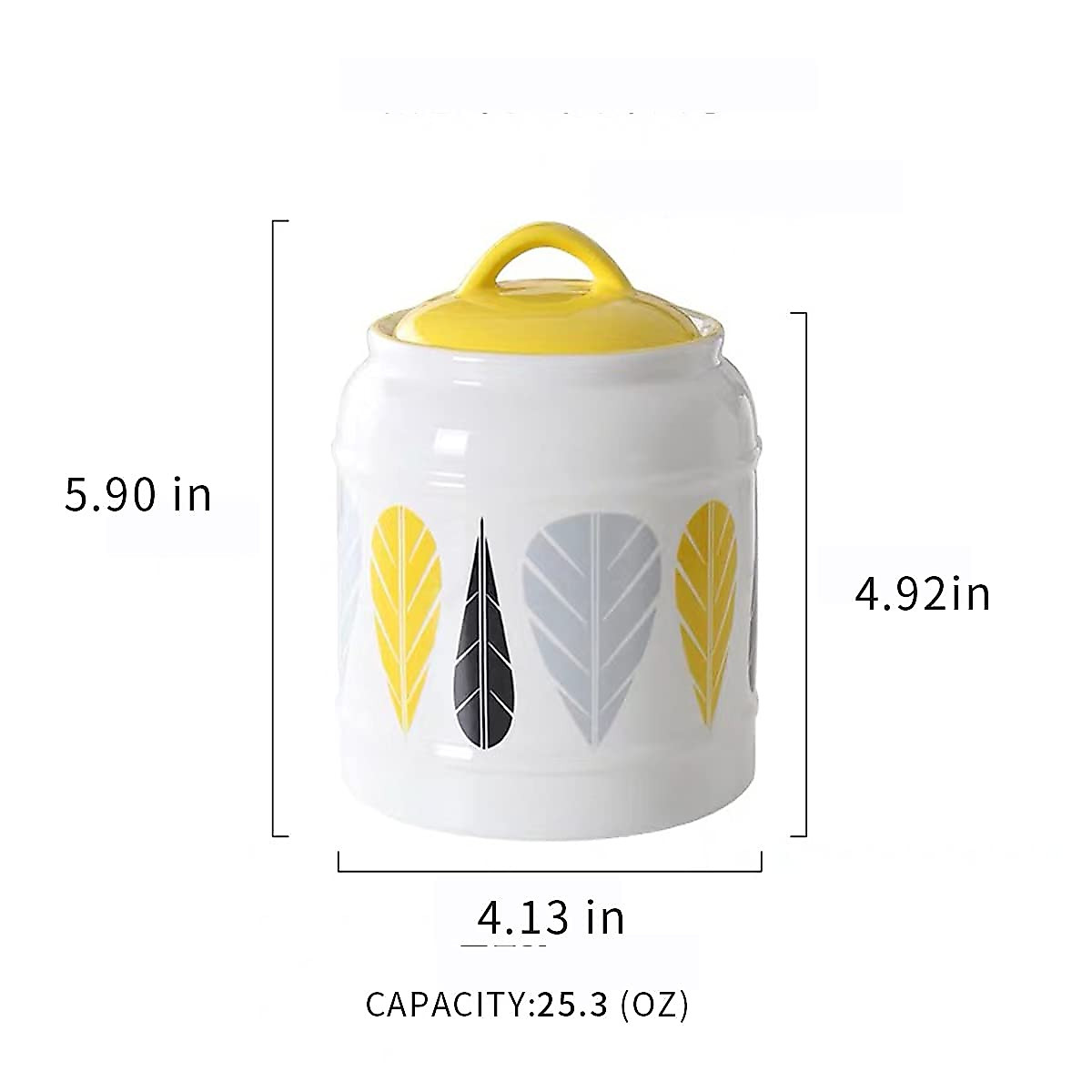 LLDAYU - Airtight Kitchen Canister Decorations with Lids, The simple and fresh design Ceramic Food Storage Container Canister - Yellow Leaves (750 ml/32 oz)
