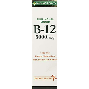 Nature's Bounty B-12 5000 mcg Sublingual Liquid Energy Health 2 oz (Pack of 2)