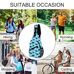 VSOFMY Sling Bag for Men Women Crossbody Sling Backpack for Travel Hiking Daypack Chest Bag Shark