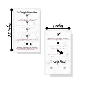 Press-On Nail Application Instructions Cards | 50 Pack | 2x3.5" inch Business Card Size | DIY Press-On Nail Kit | Marble with Rosey Gold Design