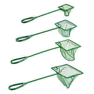 Tugaizi Aquarium Fish Net Fine Quick Catch Mesh Nylon Fishing Catch Nets with Plastic Handle - Green (3in, 4in,5in, 6in)