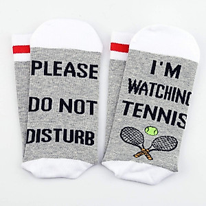 TSOTMO 2 Pairs Please Do Not Disture I'M Watchng Tennis Novelty Socks Gift For Tennis Lover Sports Sock (Watching Tennis)