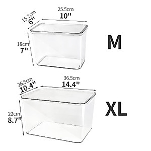 Sgoostood Lidded Plastic Storage Bins Set Clear Desk Basket Box Organizer Kitchen Container Clothes Laundry Closet Cabinet Shelf, Organization and Storage for Shelves Office Bathroom(clear 3XL+2M)