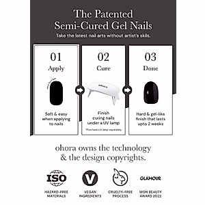 ohora Semi Cured Gel Nail Strips (N Afternoon Garden) - Works with Any Nail Lamps, Salon-Quality, Long Lasting, Easy to Apply & Remove - Includes 2 Prep Pads, Nail File & Wooden Stick