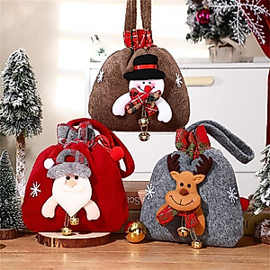 bacxigo 2023 New Doll Bags,Cute Christmas Eve Apple Bags,Drawstring Reusable Fabric Goody Bag Xmas Favor Bags (10pcs)
