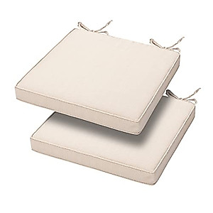 Magpie Fabrics 18"x18"x2.5" Square Corner Seat Cushion, 2 Pack, Indoor/Outdoor Waterproof Weather Resistant Universal Seat Cushions Chair Pads, for Patio Garden Dining Office Floor (Beige)