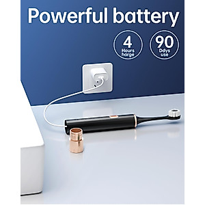 Aneebart Sonic Electric Toothbrush 2 Pack，Electric Toothbrush for Adults，Travel Electric Toothbrush Includes 12 Brush Heads，IPx8 Waterproof （Black & White ）