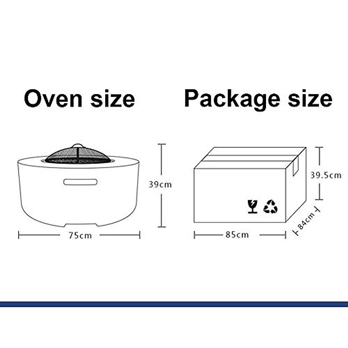 LEAYAN Garden Fire Pit Grill Bowl Grill Barbecue Rack Large Round Fire Pit with BBQ Grill Shelf Garden Patio Heater/BBQ/Ice Pit with Waterproof Cover,Outdoor Fire Pits