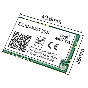 LoRa Wireless Module FSK RSSI ISM 433MHz 470MHz 30dBm LoRa Spread Spectrum SMD UART Interface E220-400T30S IPEX Antenna