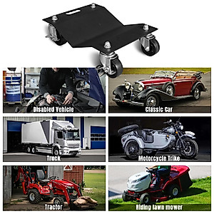 Jack Boss Car Dolly Set of 4, 6000lbs Capacity Wheel Dolly, Heavy Duty Vehicle Tire Skates, Steel Car Roller Dolly Moving Cars, Trucks, Black