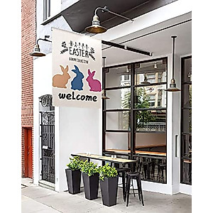 Easter Garden Flag, Double Sided Vertical Burlap Mini Flag for Garden Yard House, Happy Easter Outdoor Bunny Rabbit Welcome Small Flag, Farmhouse Outside Holiday Decorative Decoration, 12x18 Inch