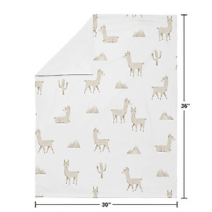 Sweet Jojo Designs Boho Llama Baby Boy Girl Blanket Receiving Security Swaddle for Newborn Toddler Nursery Gender Neutral Beige Taupe Tan Bohemian Southwest Aztec Watercolor Mountain Cactus Farmhouse