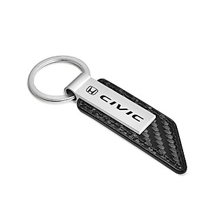 iPick Image Compatible with Honda Civic Carbon Fiber Texture Black PU Leather Strap Key Chain
