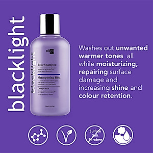 OLIGO PROFESSIONNEL - Blacklight Blue Shampoo - Sulfate-Free Blue Shampoo for Blonde and Color Hair - Revive Treated Hair - Refreshes Faded Highlights - 11 Amino Acids and Moisturizing Formula - 8.5oz