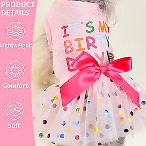 Dog Dress for Small Medium Dog Girl,Pet Puppy Tutu Princess Dress, Pink Female Dog Clothes, Girl Dog Birthday Outfit Apparel Party Dress, X-Large