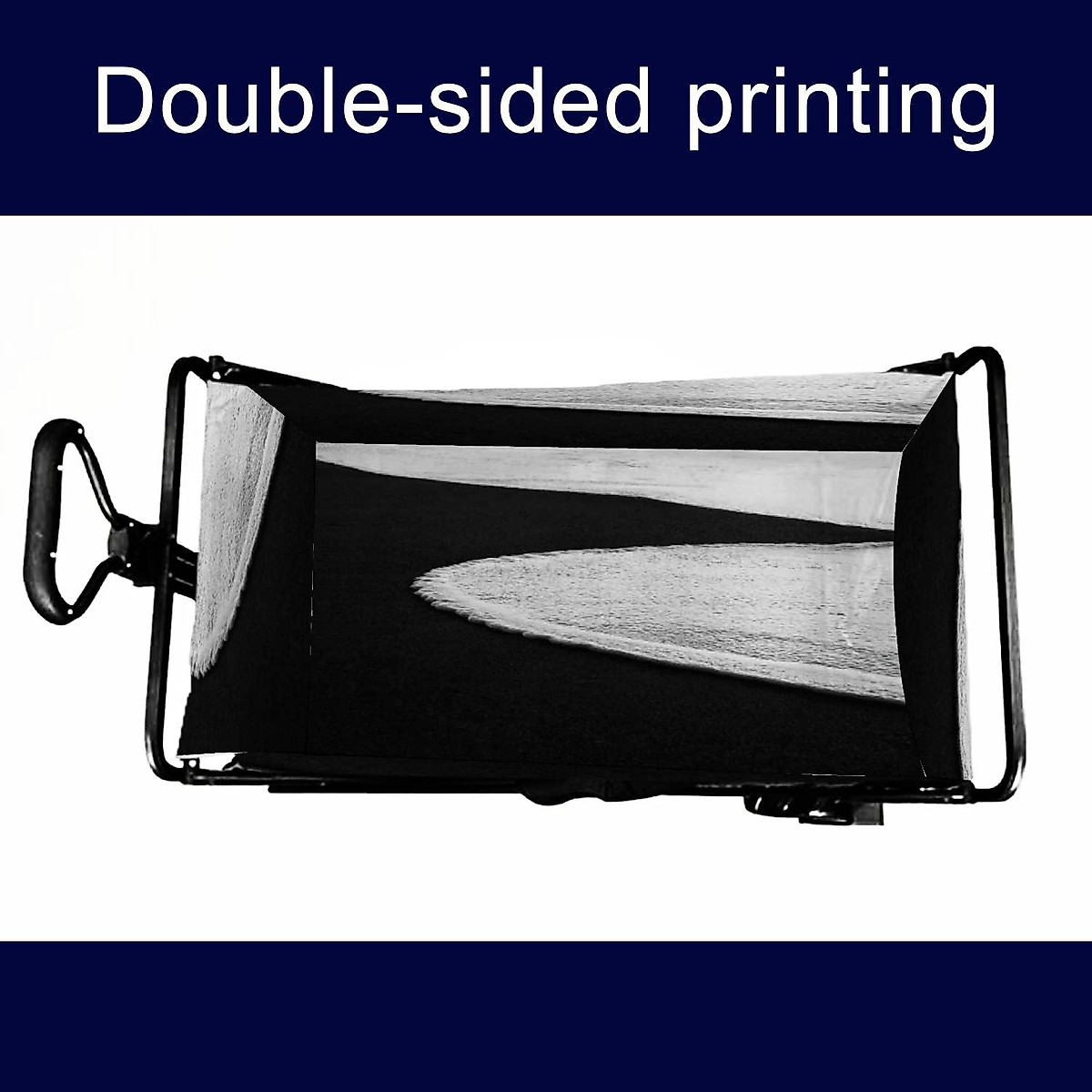 Collapsible Wagon Cart Curvy Wave in The Sand Shore of Beach in Black and White Foldable Utility Wagon Large Capacity Garden Cart with Push Bar for Beach Camp Outdoor Shopping