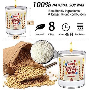 Wishing Candles Big Glass Vanilla Cake Soybean Candles, 60 Hour Cream Scented Birthday Candles, White, 8 Ounces for Birthday Gifts, Parties and Holiday Decorations
