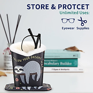 Plush Fluffy Lined Anti-scratch Eyeglasses Holder Protective Glasses Stand Case