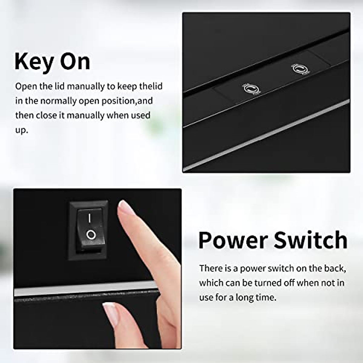 BLKMTY Trash Can 13 Gallon Trash Cans 50 Liter Kitchen Trash Can with Lid Plastic Garbage Can Automatic Garbage Bin Touchless Trash Bin for Office Bathroom Rubbish Can Auto Waste Bin, Black