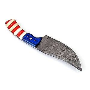 SagaCity Damascus Hunting Knife, 9 Inch Handmade Knife with Sheath, Knives for Men, Bushcraft Kinfe, Edc Knife Damascus, Small Hunting Knife; 109