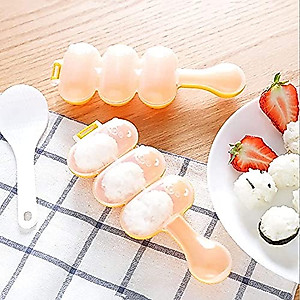 DZHT Rice Ball Molds, DIY Rice Baller Shakers Lunch Maker Mould, Onigiri Mold, Ball Shaped Kitchen Tools Food Decor for Kids, Rice Ball Mold Shaker Sushi Maker Mould with a Mini Rice Paddle (1 Set)
