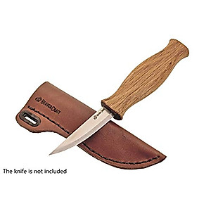 BeaverCraft Knife Leather Sheath SH1 6" x 2.4" Fixed Blade Knife Leather Sheath for Fixed Blade Knives Belt Fits up to 3.5" Blade Knives Genuine Brown Leather Case