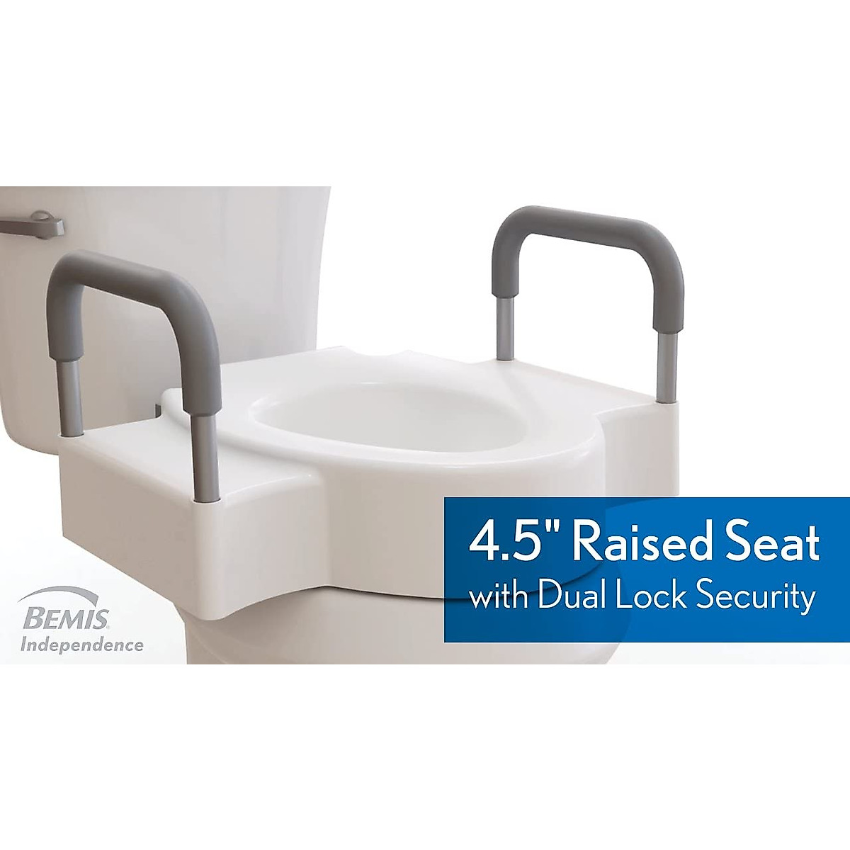 Bemis Rise 4.5" Toilet Seat with Dual Lock and Security Arms White