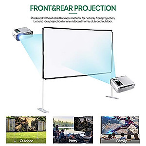 ZENY Projector Screen with Stand 100 Inch 16:9 HD Washable & Wrinkle Free 4K Projection Screen for Outdoor Movie Double Side Video Screen for Home Theater,Camping