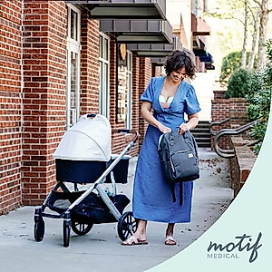 Motif Medical, Maternity Backpack, Insulated Nursing Bag for Breast Pump, Breast Milk, Feeding Bottle - Grey