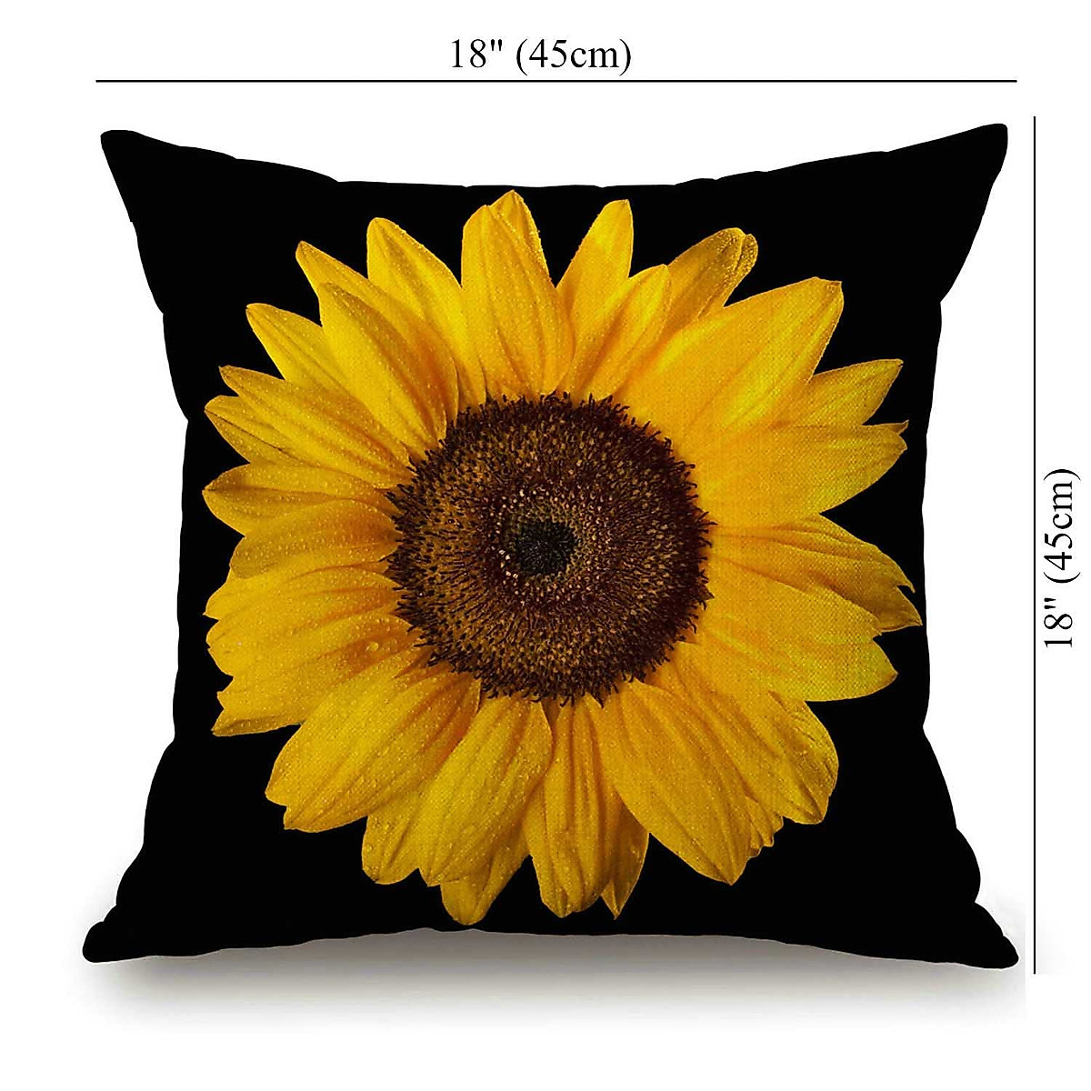 Sunflower Decorations Pillow Cover Blossom Black and Yellow Farmhouse Decor Throw Pillow Cases Cushion Cover 18 x 18 Inch Home Decoration