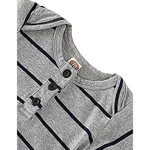 COLOOM Infant Baby Gown Newborn Knotted Sleeper Striped Sleep Gowns Swaddle & Cap (Grey Stripes, 0-6Months)