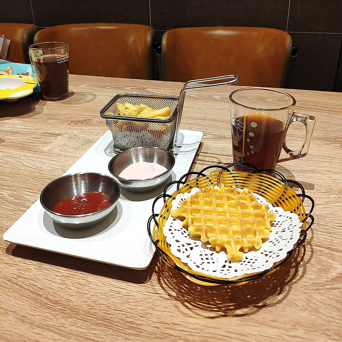 Jasni 6PCs Stainless Steel Sauce Dishes Condiment Sauce Cups Seasoning Dishes Dip Bowls Serving Dishes Sushi Soy Dishes Silvery