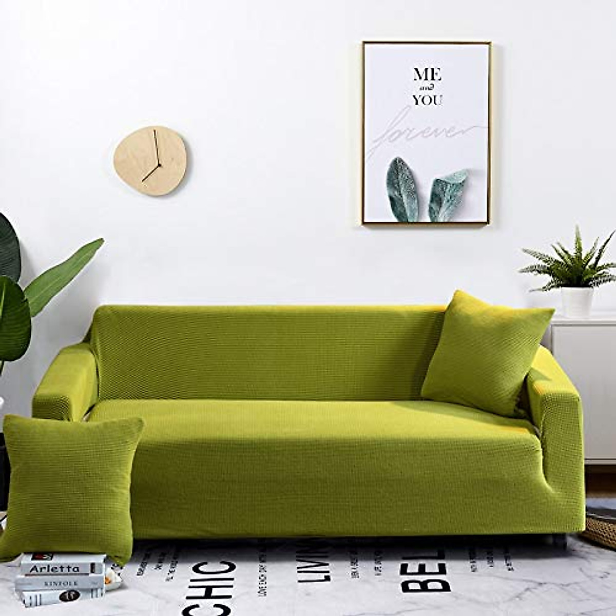 Polar Fleece Fabric Sofa Cover Elastic Solid Color Sofa Covers for Living Room Sectional Couch Cover Sofa Slipcovers A8 2 Seater