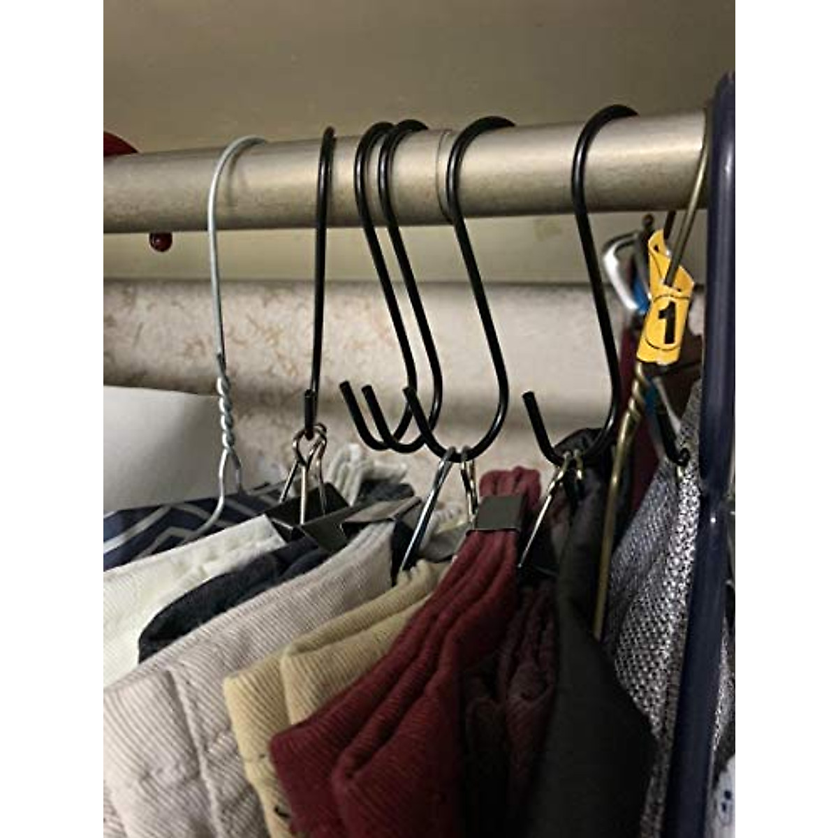 11 Pack Heavy Duty S Hooks Black Steel S Shaped Hooks for Hanging Pans Pots Plants Bags Towels Kitchen Hooks Hanger, Large 3.5 inch