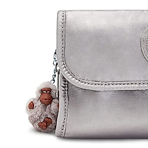 Kipling Womens Women's Daisee Pouch, Medium Bag, Zip Compartment, Nylon Travel Pouch, Smooth Silver Metallic, 8 L x 4.25 H 4 D US