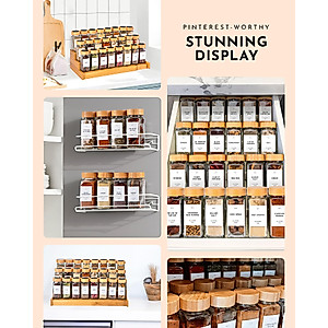 Glass Spice Jars with Labels Bamboo, 24 pcs 4 oz Seasoning Containers Set, Spice Containers with Shaker Lids, Empty Glass Seasoning Jars, Spice Bottles Storage Refillable, Seasoning Organizer Kitchen