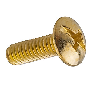 #8-32 X 1/2" Brass Truss Head Machine Screws | Pack of 25 | Cabinet Door Knob, Dresser Drawer Pull Mounting Screws | MS1-SB