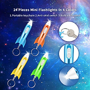 Helicopter Flashlight Keychain Rocket LED Flashlight for kids Space Party Favors Helicopter Key Ring Astronaut Party Favors（24 Pcs）