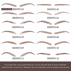 Aresvns Eyebrow Tattoo Stickers 99 Pairs! 9 Sheets Brown Fake Eyebrows,4D Tattoo Eyebrow with Real Hair,Eyebrow Transfer Stickers Christmas Gift