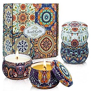 Candles for Home Scented, 4.4 oz 4 Pack Long Lasting Burn, Premium Body Relax & Stress Relief Candles,Ideal Gifts for Birthday, Christmas, Thanksgiving, Mother's Day