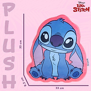 Disney 3D Plush Pillow Cushions for Bed Kids Throw Pillows Bedroom Accessories Travel Nursery Soft Feel Decorative Cushion Stitch Gifts for Kids (Blue/Pink Stitch)