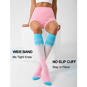 FITRELL 3 Pairs Compression Socks for Women and Men 20-30mmHg- Support Socks for Travel, Running, Nurse, Medical, Bliss Cream, S/M