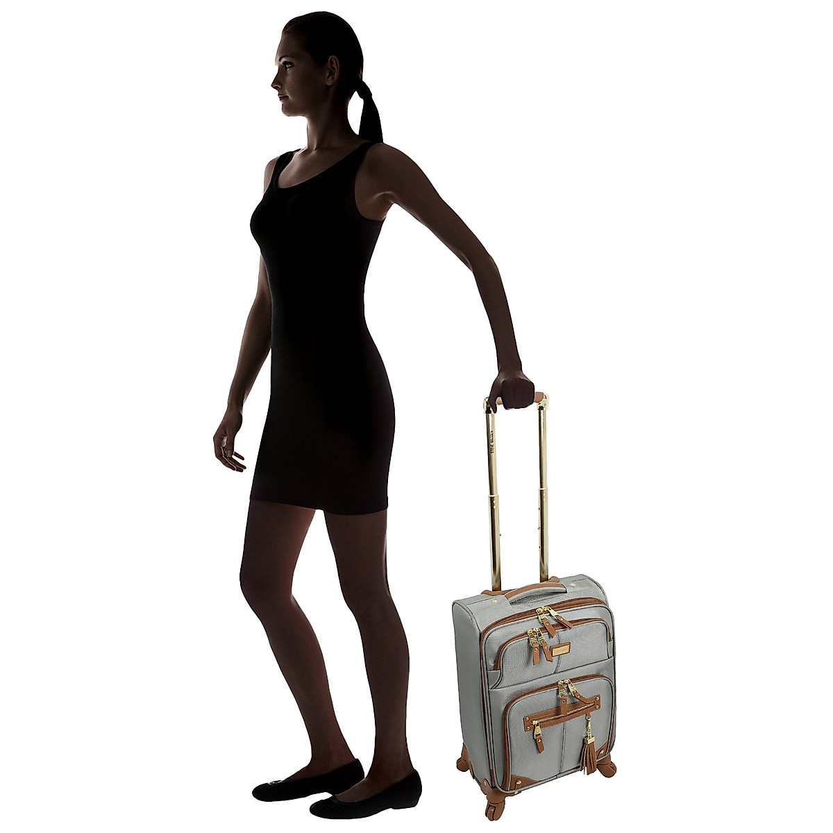 Steve Madden Unisex-Adult (Luggage only) Carry on Bag with Spinner Wheels, Harlo Gray, 21.5 inches