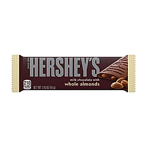 HERSHEY'S Milk Chocolate with Whole Almonds Candy Bars, 1.45 oz (36 Count)