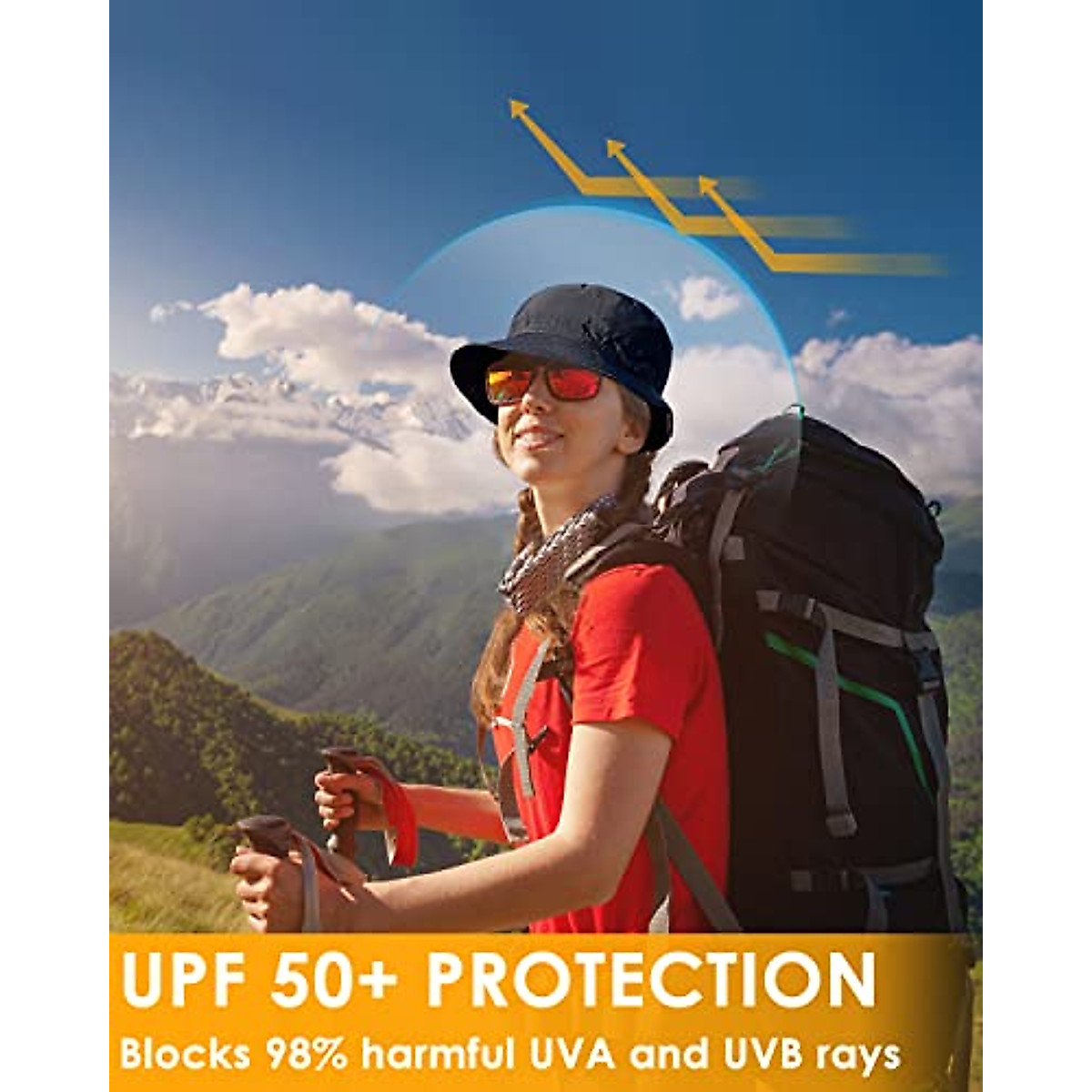 BROTOU Sun Hats for Women/Men, UPF 50+ Wide Brim Bucket Hat, Waterproof and Foldable Boonie Hat with UV Protection for Hiking Fishing Garden Safari Beach (Grey)