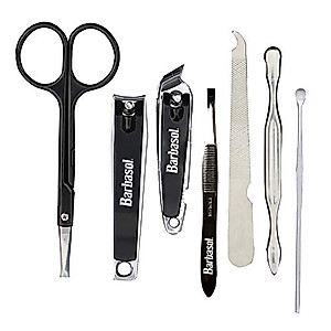 Barbasol 8 Piece Travel Manicure Set with Scissors, Nail Clippers, Nail File, Tweezers, Cuticle Pushers and Travel Case
