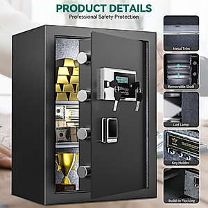 YITAHOME 3.5 CuBic Feet Fireproof Safe Box, Steel Security Safe with Fireproof Document Bag, Digital Lock Safes with Electronic Keypad, Large Safety Box for Home Office Hotel
