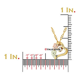 Small Diamond Heart Pendant Necklace, 10k Yellow Gold, 12k Green and Rose Gold Black Hills Gold 18 Inches